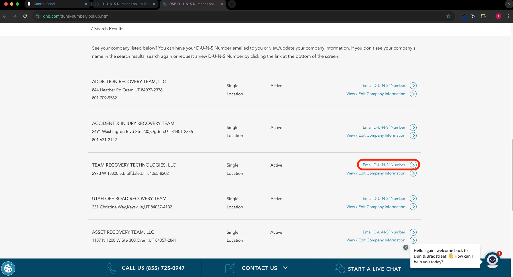 How do I find my DUNS number?